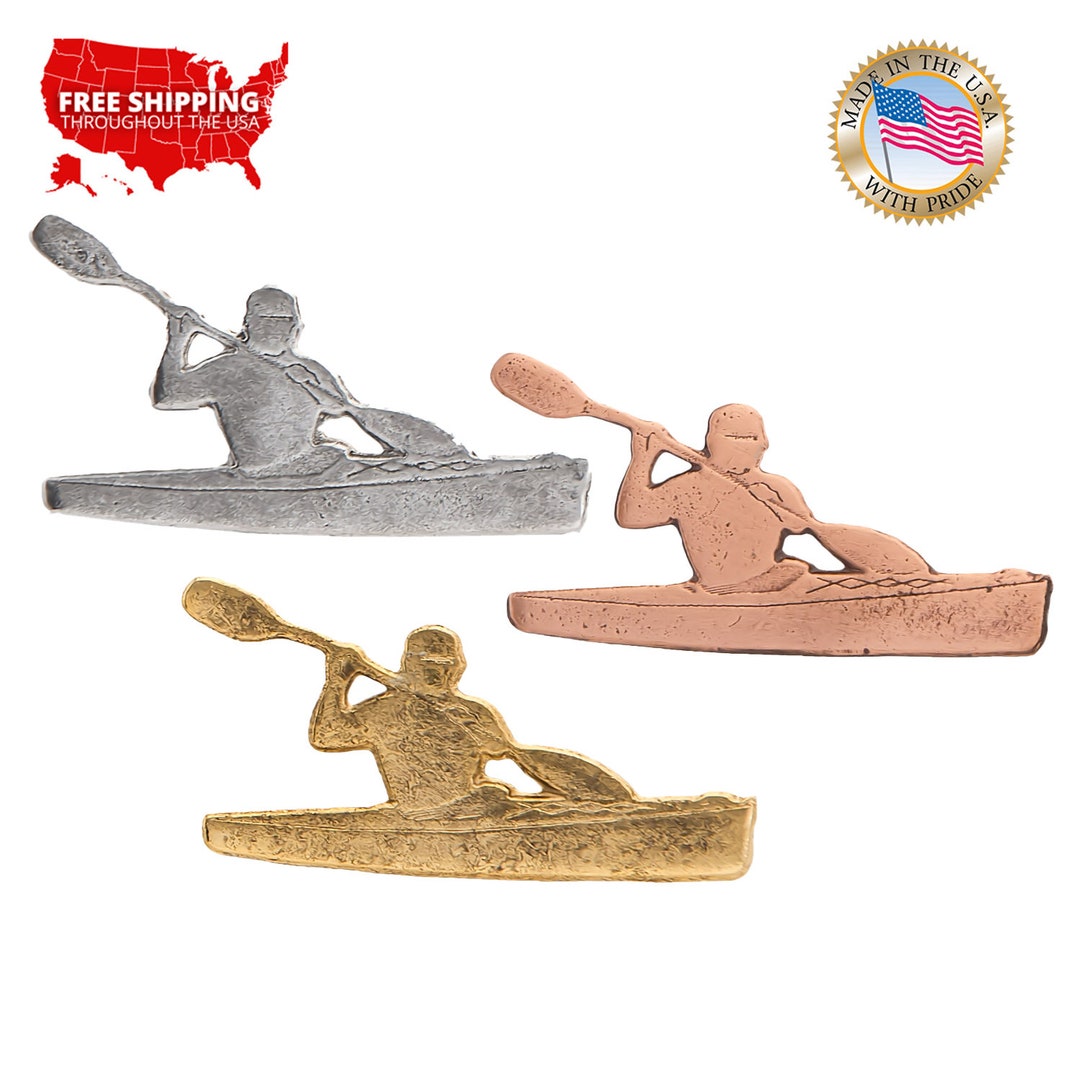 Kayaker With Paddle Pin, Pewter, Kayak, Paddle, Kayaker, Nautical ...