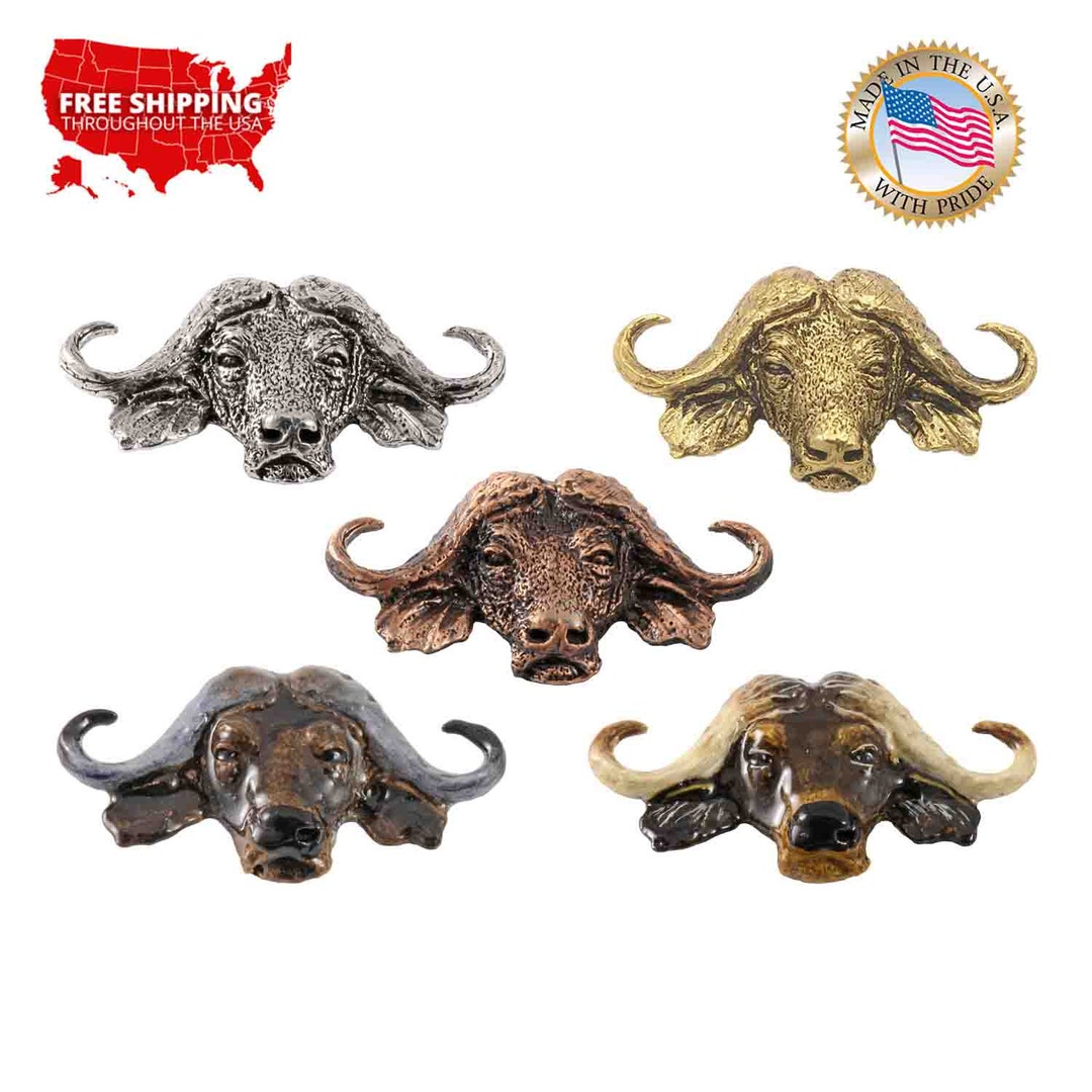 Creative Pewter Designs African Cape Buffalo Head Premium Pewter Lapel ...