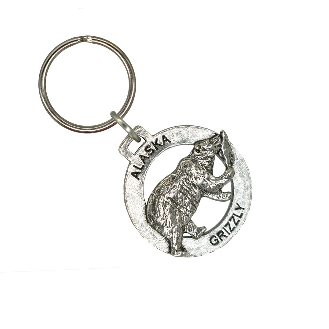 Grizzly Walking With Salmon Alaska Keychain, A626KC, 1.5 Inches ...