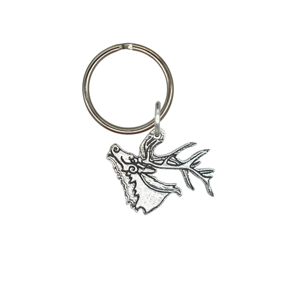 Elk Head Keychain, G107KC, 2 Inch, Metal, Hunting, Viking, Norse ...