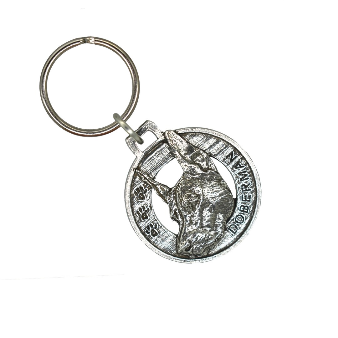 Doberman Keychain, D070KC, 1 1/2 Inch, Pinscher, Dog, Guard, Pet, Metal ...