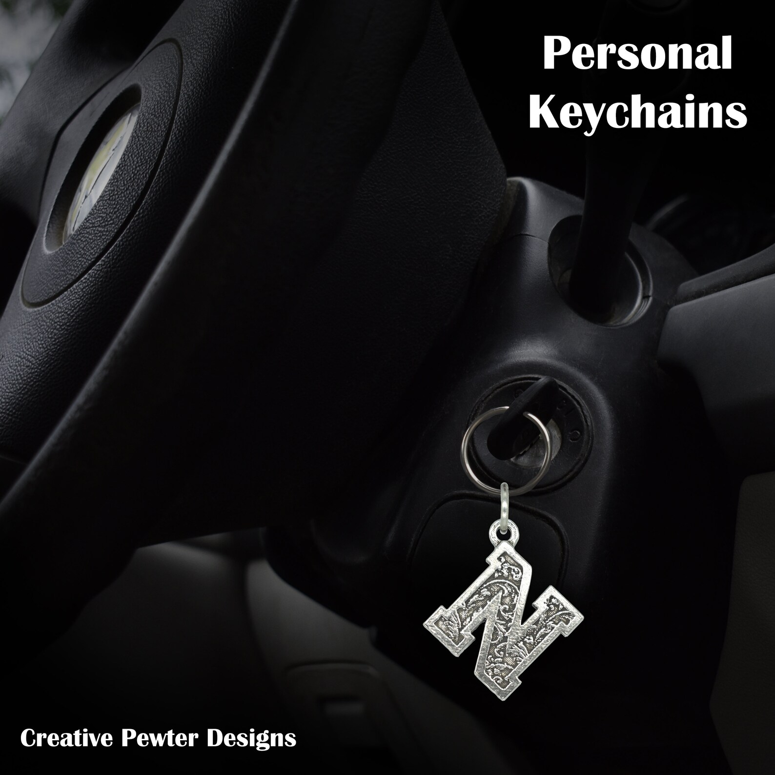 Letter N Keychain, L014KC, 1 3/8 Inch, Alphabet, Initial, Personalized ...