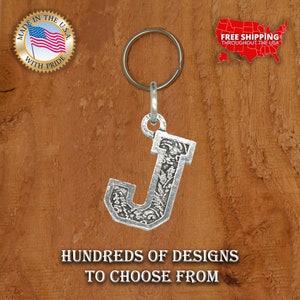 Letter J Keychain, L010KC, 1 Inch, Alphabet, Initial, Personalized ...