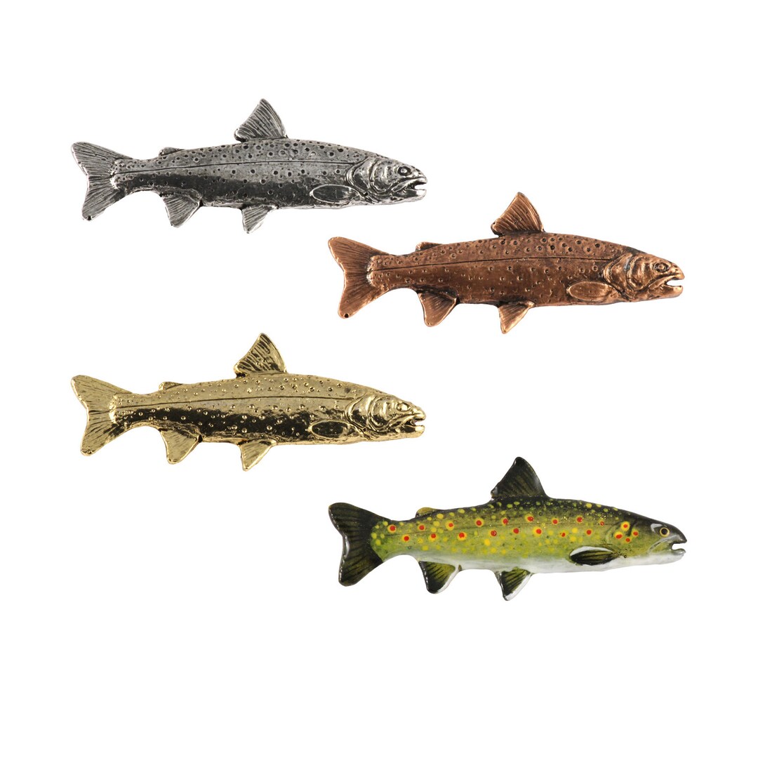 Freshwater Fish Pin Bull Trout Pin, F024 Pewter 2” Realistic Fish Lapel ...