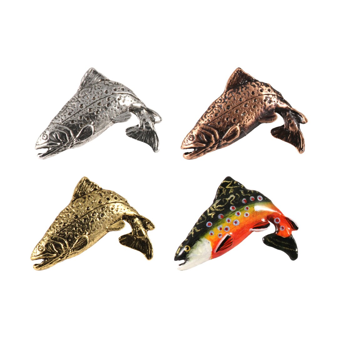 Brook Trout, Brookie, Leaping Fish Pin, Pewter, F007, 1 1/4" Lapel Pin ...
