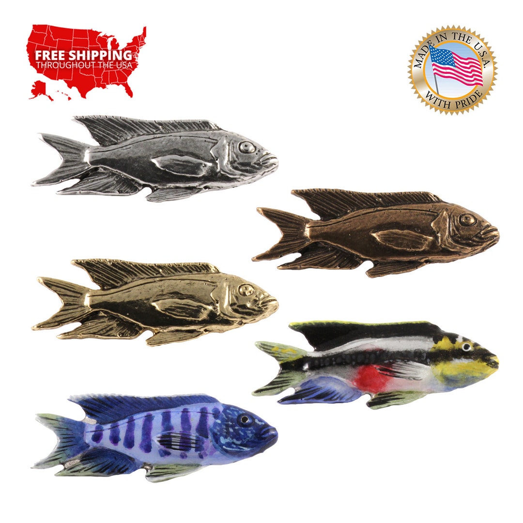 Creative Pewter Designs African Cichlid Fish Pewter Lapel Pin or Magnet ...