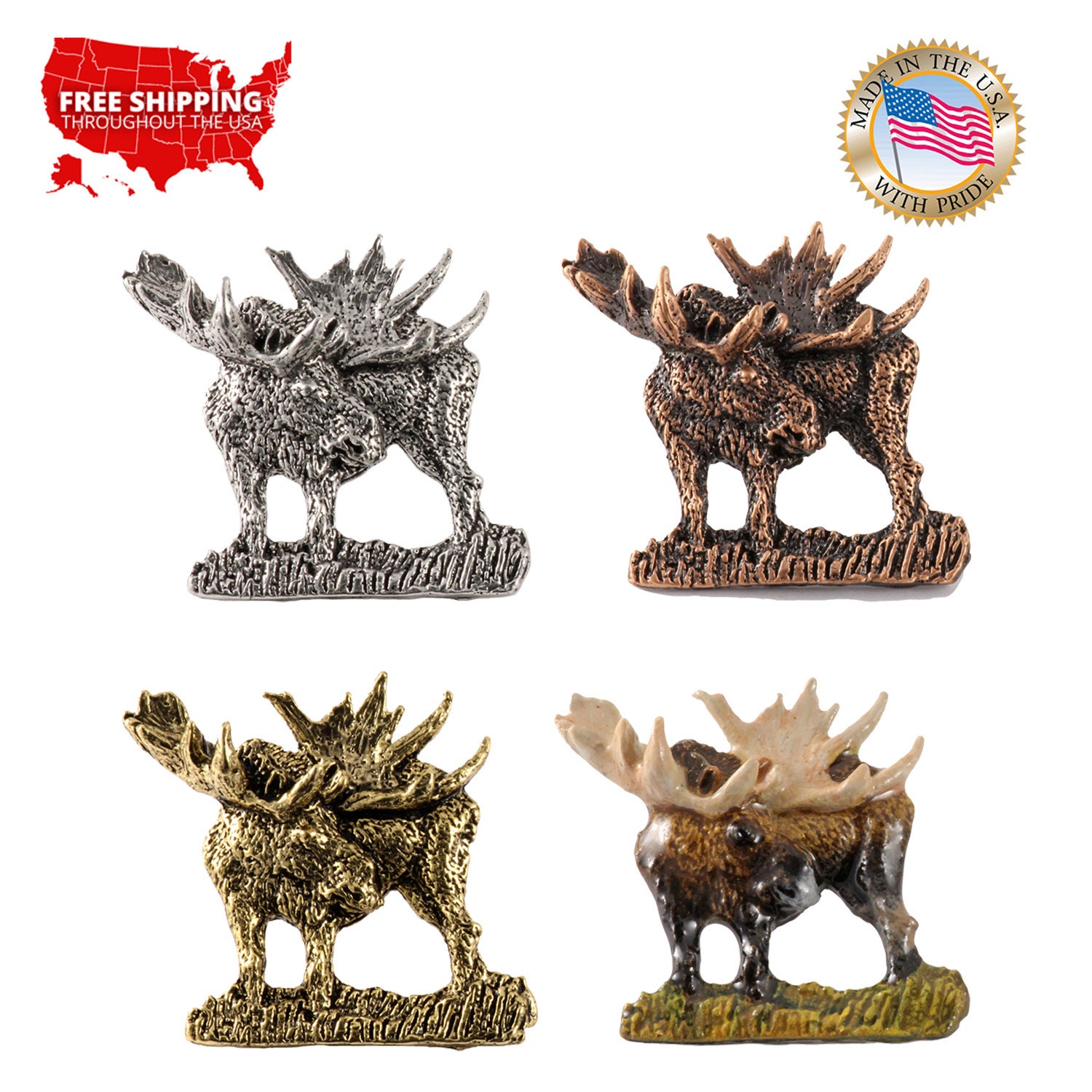 Creative Pewter Designs Moose Full Body Pewter Lapel Pin or Magnet ...