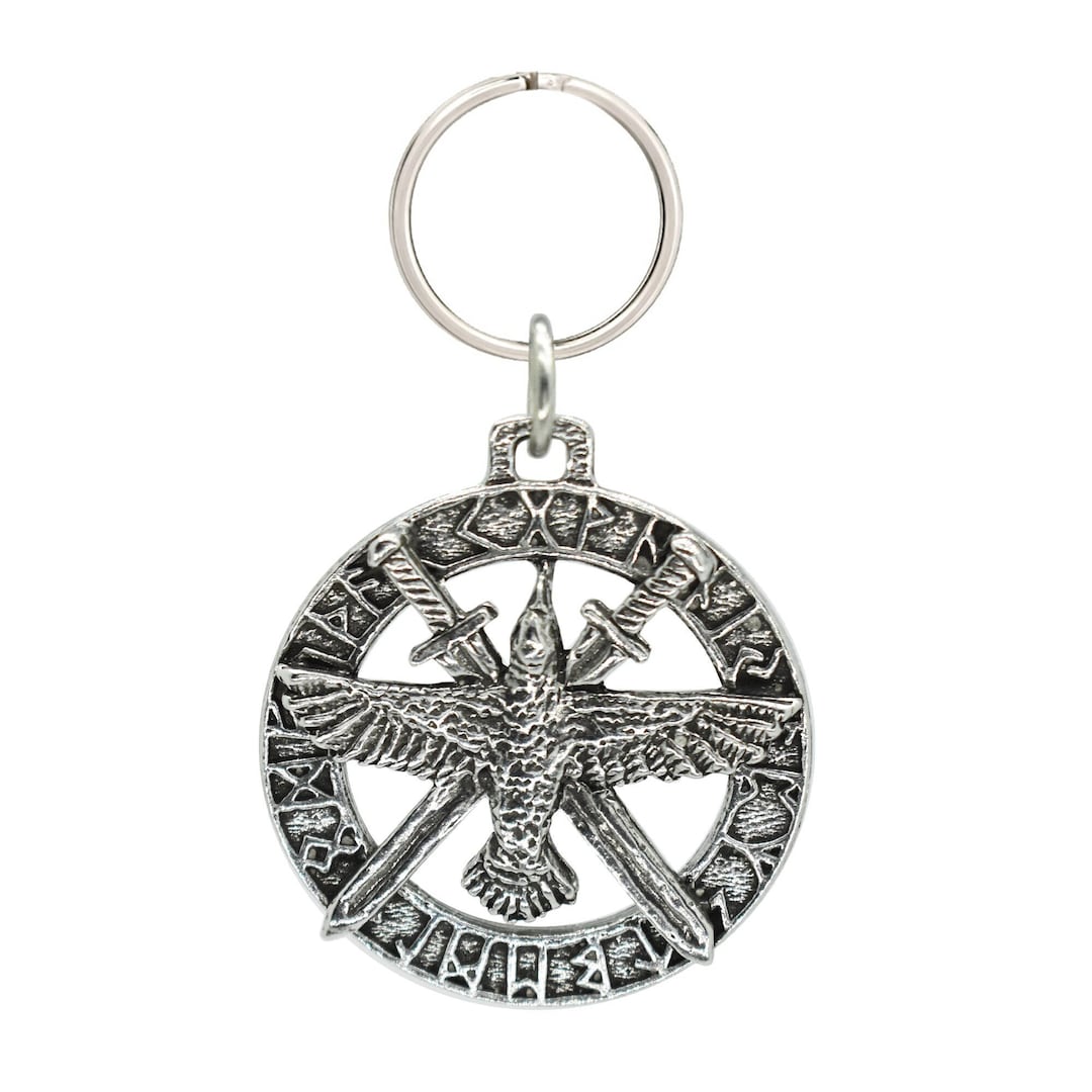 Raven and Swords in Runes Keychain, G018KC, 1 3/4 Inch, Viking, Norse ...