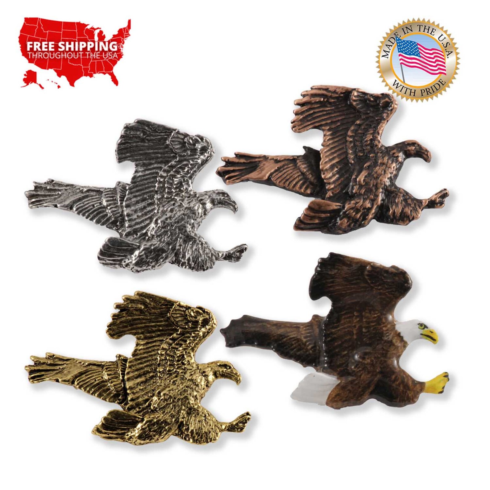Creative Pewter Designs Bald Eagle Flying Bird Pewter Lapel - Etsy