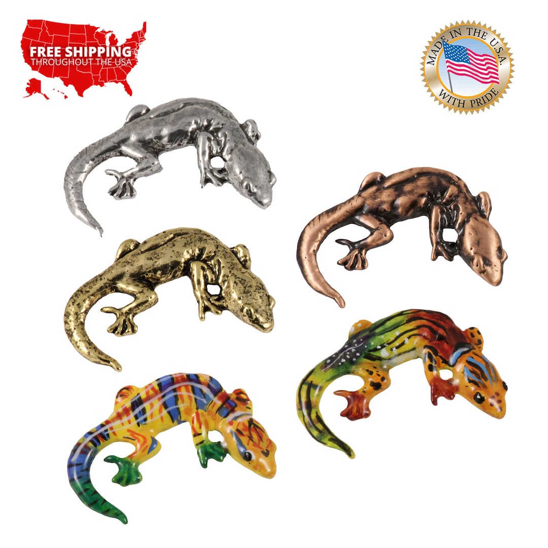 Gecko Pin, Pewter, Lizard, Reptile, Tropical, Lapel, Hat, Pins, Brooch ...