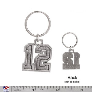 12 Keychain, #12, A1040KC, 2 Inches, Sport, Football Fan, Numerical ...