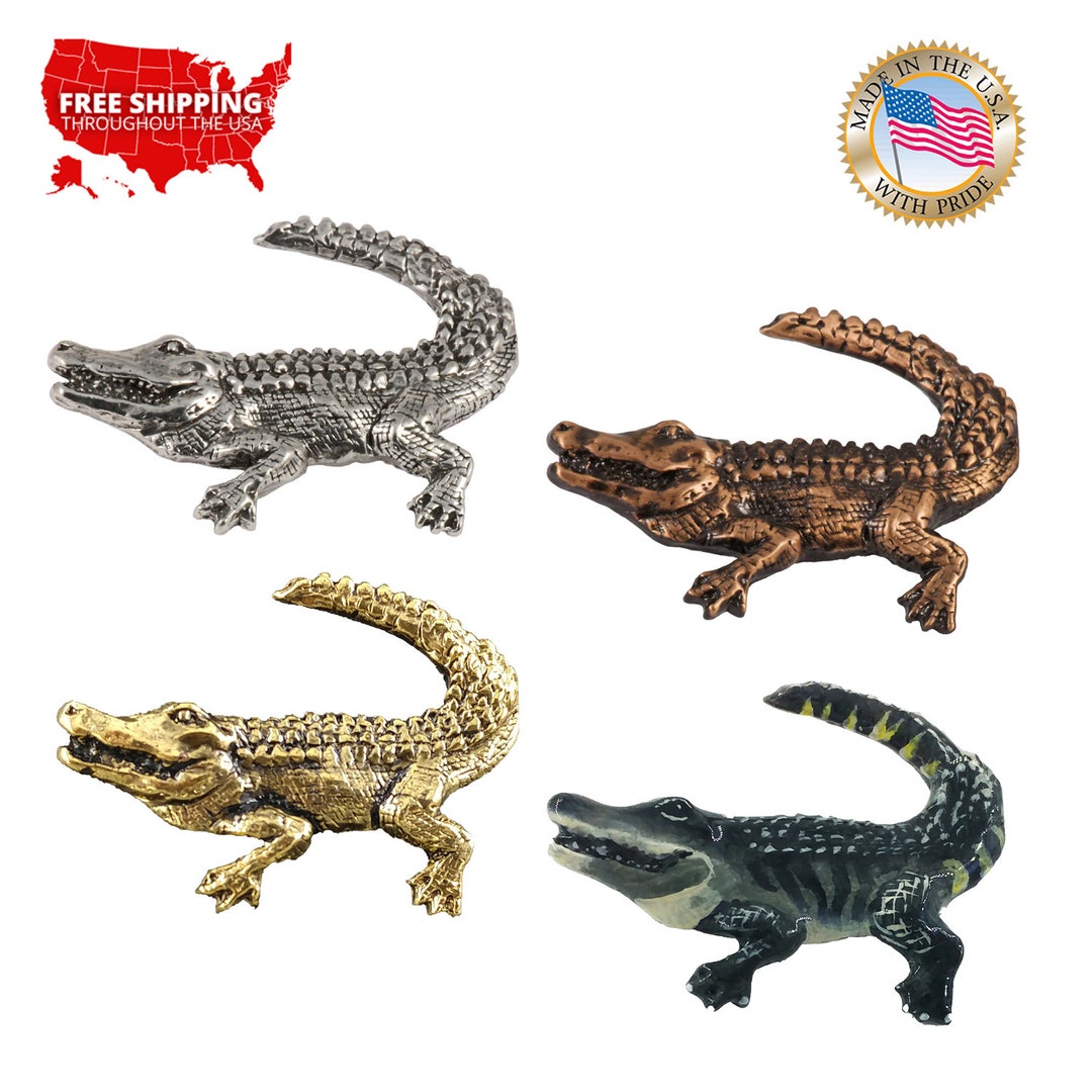 Crocodile Pin, Pewter, Crocodile, Reptile, Wetlands, Swamp, Lapel, Hat ...