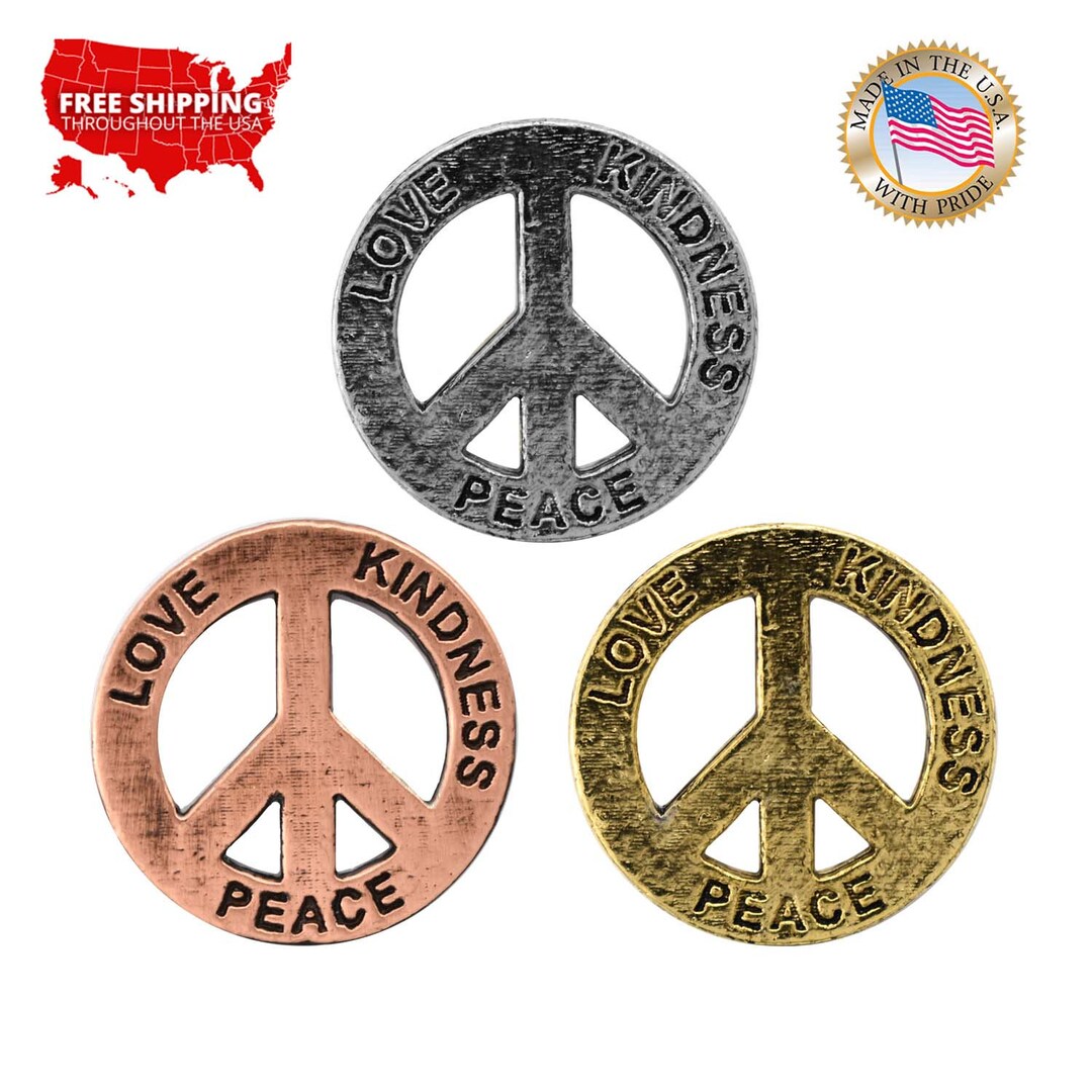 Peace With Peace, Love, Kindness Pin, Pewter, Peace, Love, Kindness ...