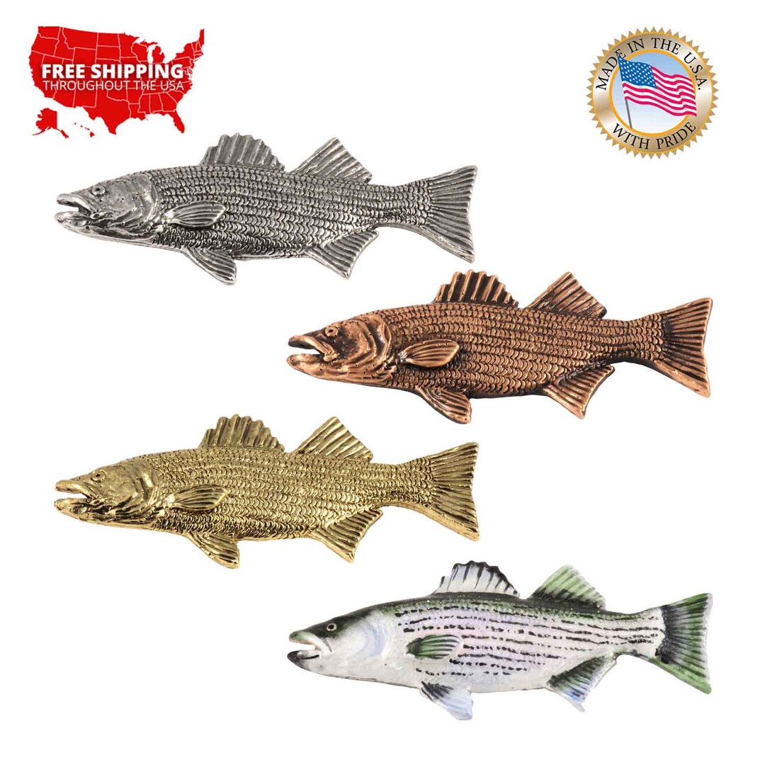 Striped Bass Pin, Pewter, Lapel, Hat, Pins, Brooch, Brooches, Jewelry ...