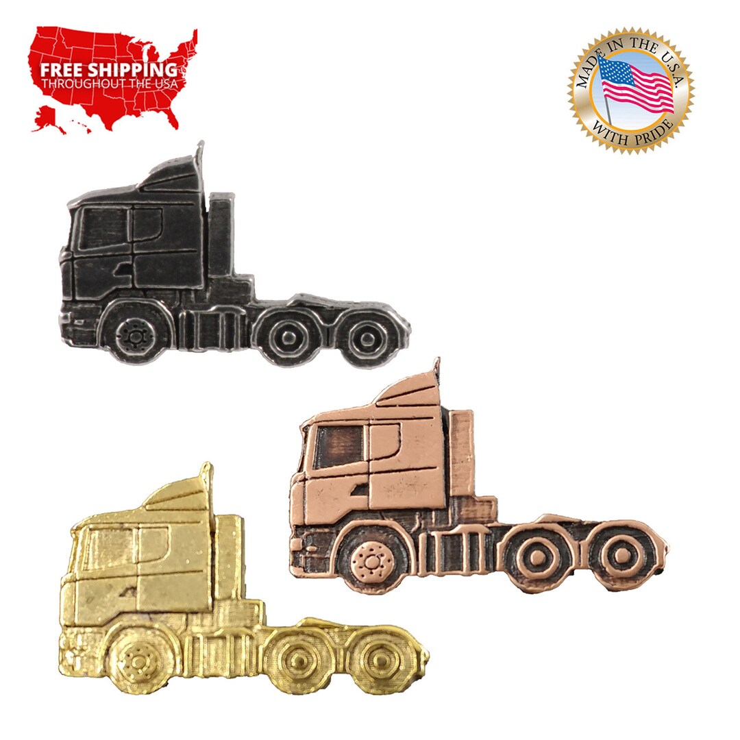 Semi Truck Pin, Pewter, Semi, Truck, Trucker, Highway, Vehicle, Lapel ...