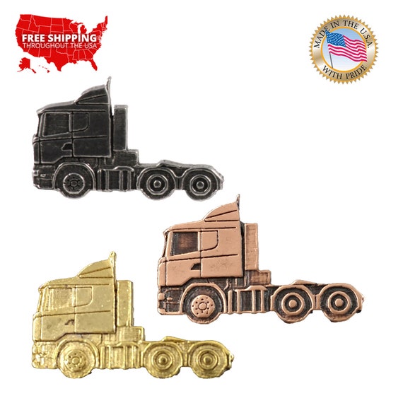 Semi Truck Pin Pewter Semi Truck Trucker Highway - Etsy
