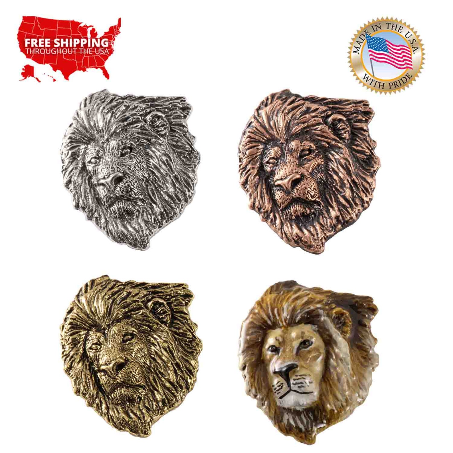 Creative Pewter Designs Lion Head Premium Pewter Lapel Pin or | Etsy