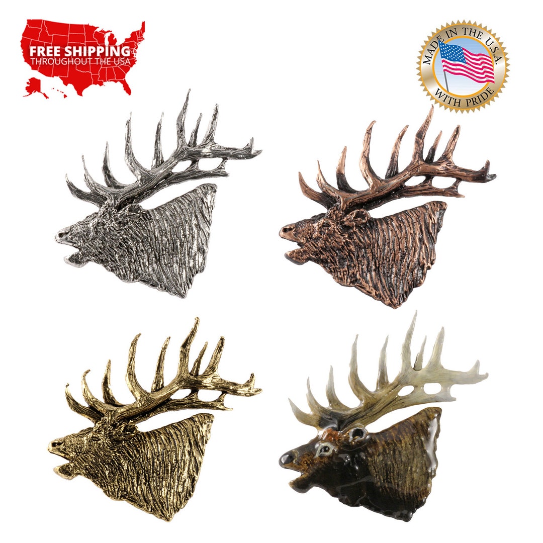 Very Large Elk Head Bugling Pin, Fridge Magnet, M001PR, 2.5 Inches ...