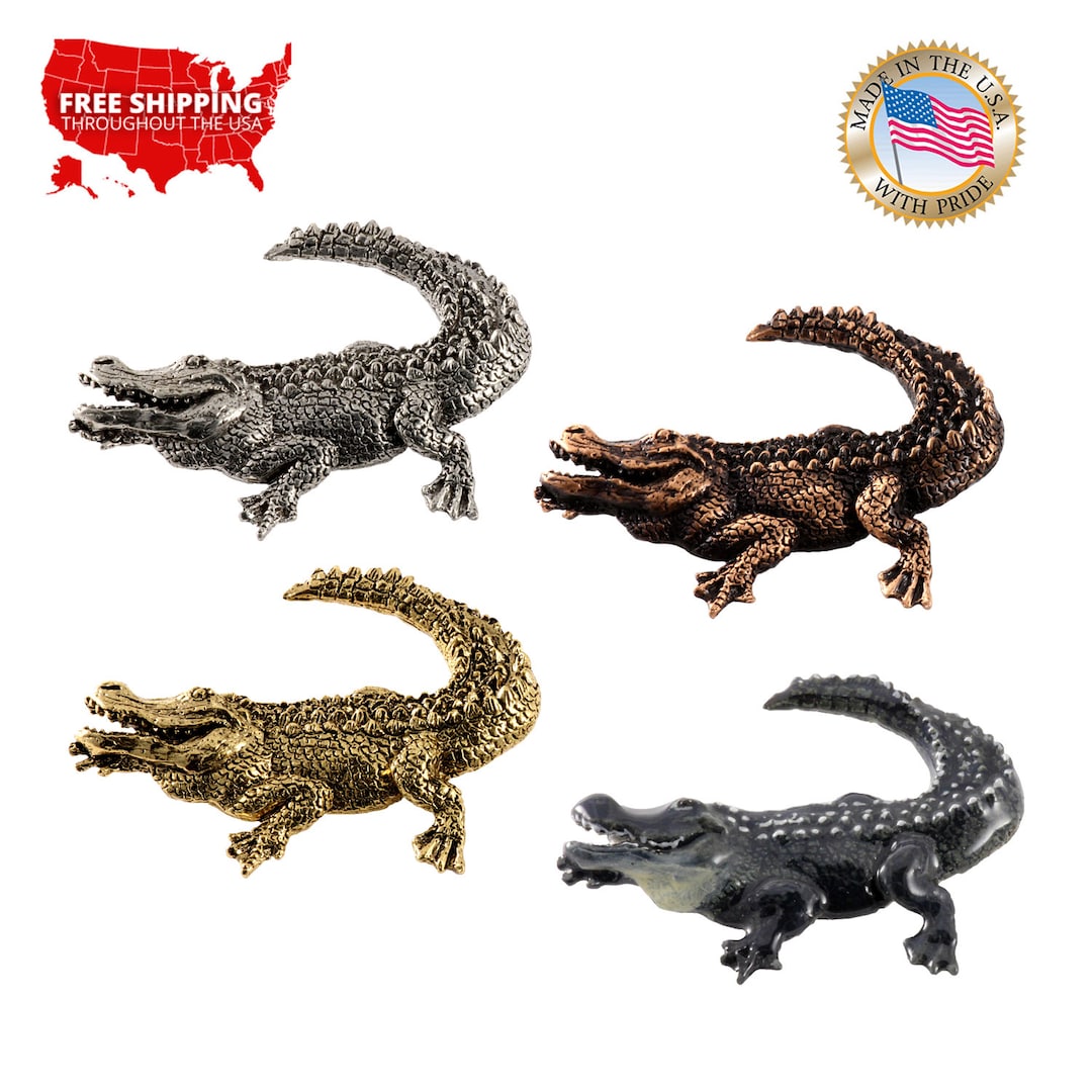 Crocodile Premium Pin, Pewter, Alligator, Crocodile, Reptile, Large ...