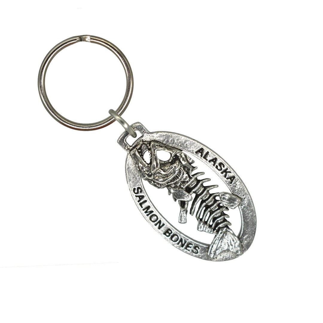 Alaska Fish Skeleton Keychain, A624KC, 2 Inch, Salmon Bones, Souvenir ...