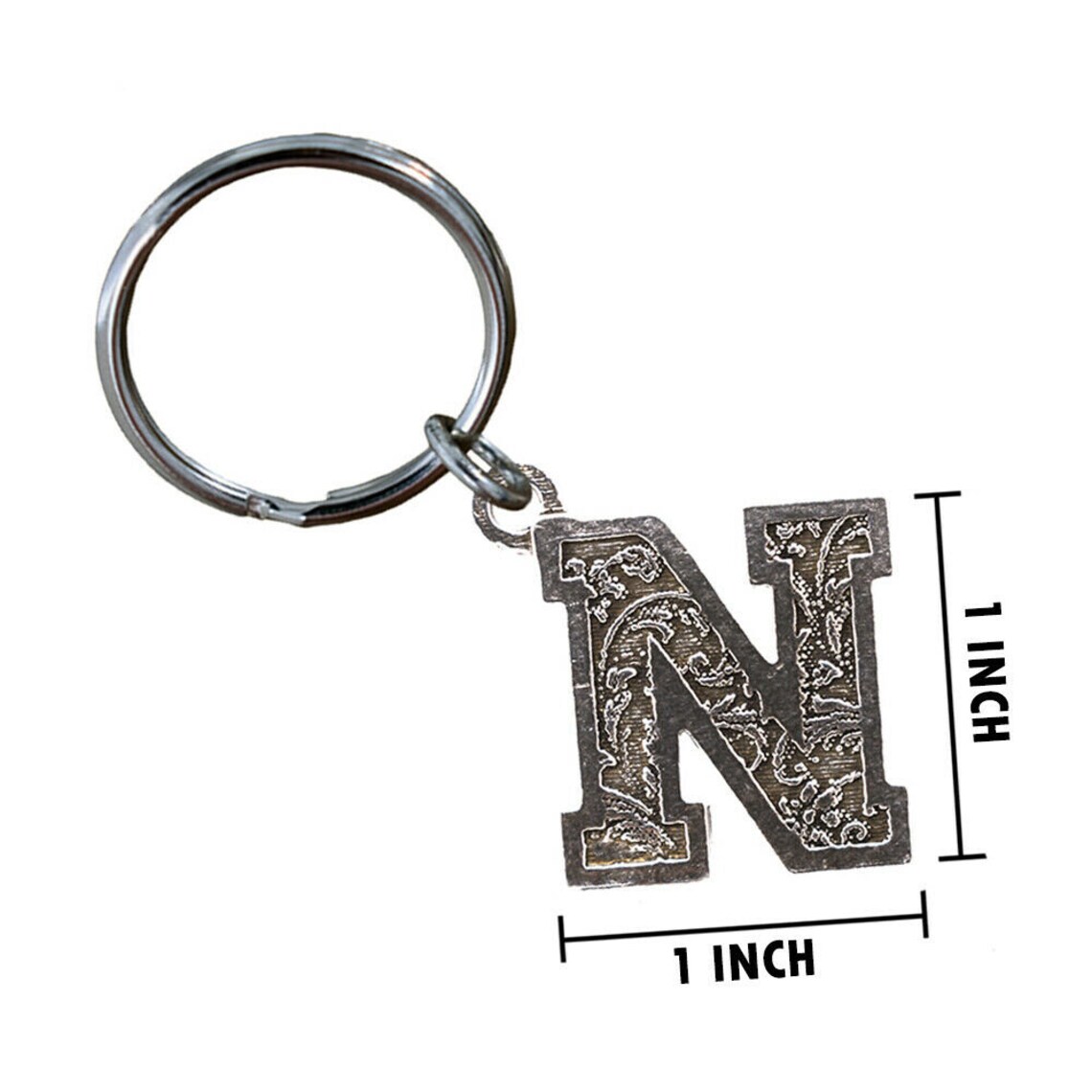 Letter N Keychain, L014KC, 1 3/8 Inch, Alphabet, Initial, Personalized ...