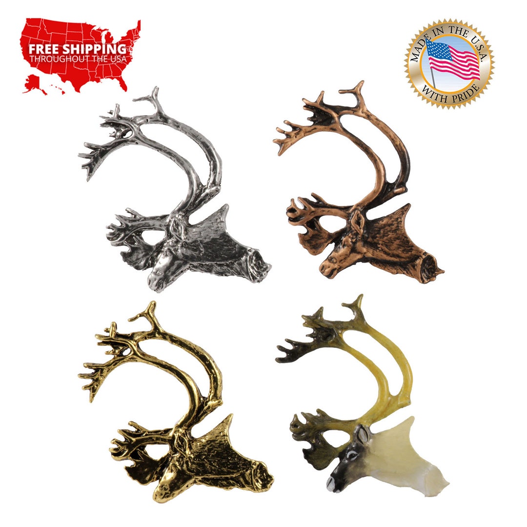 Creative Pewter Designs Reindeer Caribou Head Pewter Lapel Pin or ...