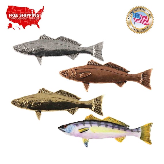 White Seabass Fish Pin Pewter Lapel Hat Pins Brooch - Etsy