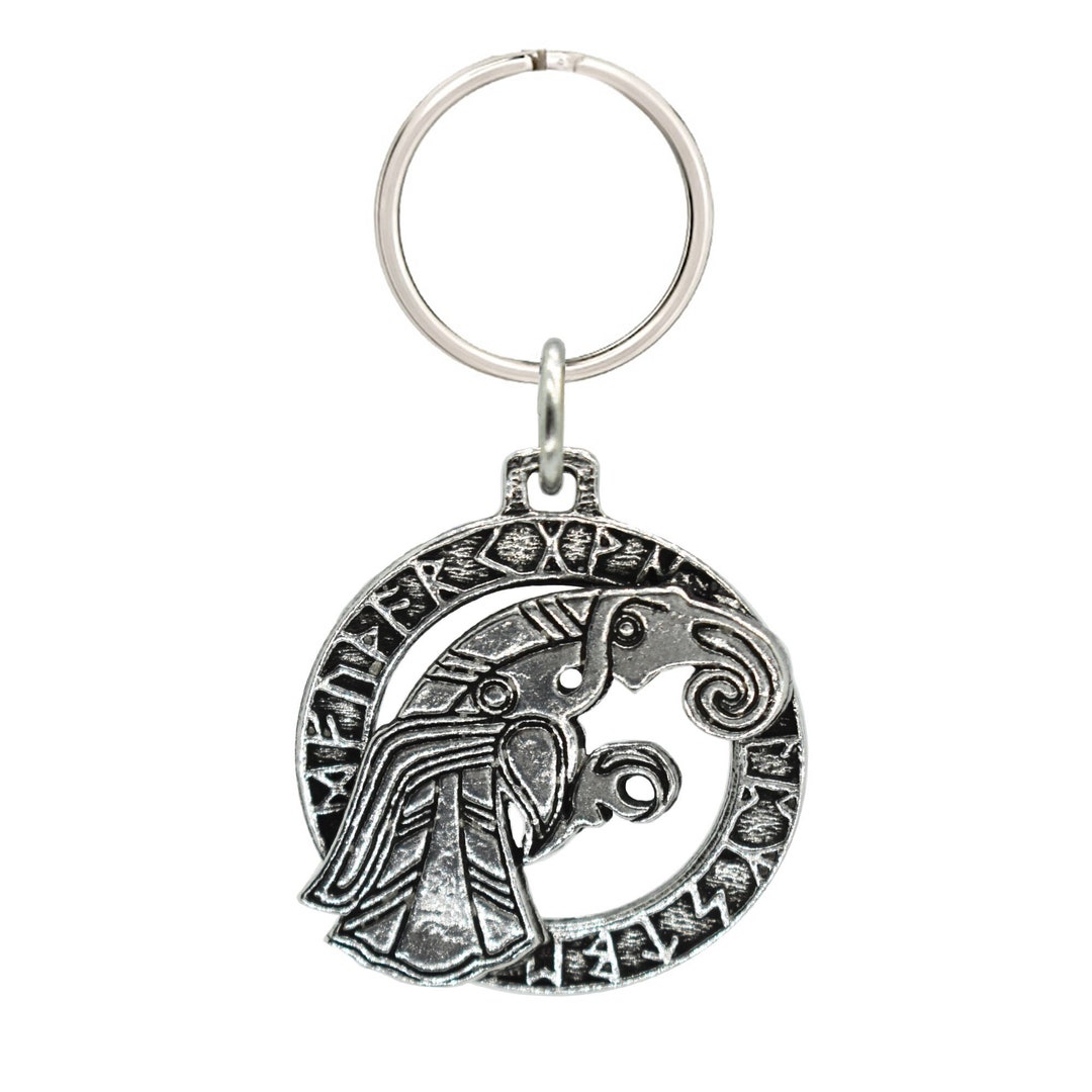 Viking Raven in Runes Keychain G043KC, 1 1/2 Inch, Metal, Viking, Norse ...