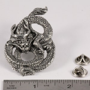 Creative Pewter Designs Coiled Chinese Dragon Premium Pewter Lapel Pin ...