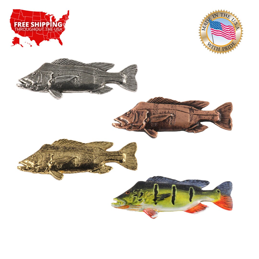 Creative Pewter Designs Peacock Bass Fish Pewter Lapel Pin or Magnet ...