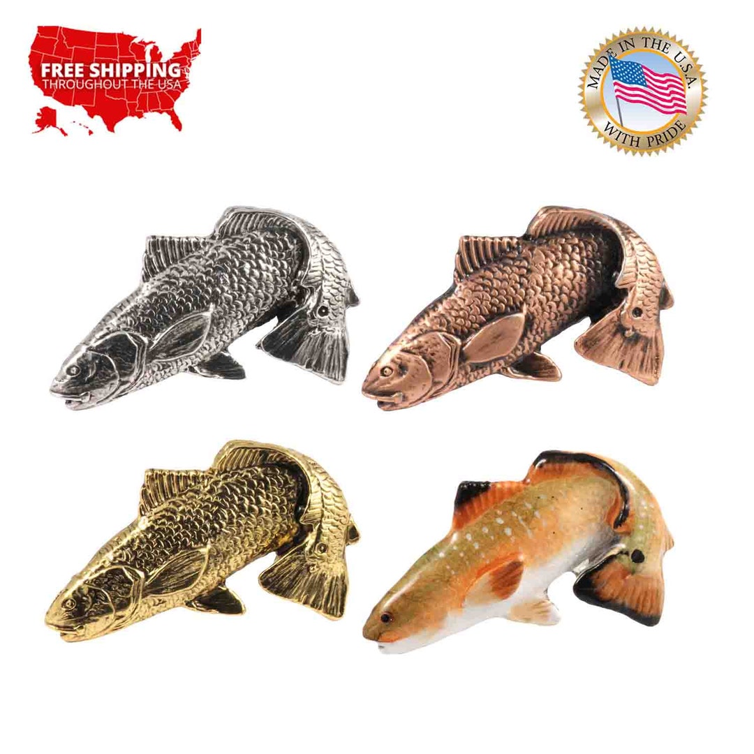 Redfish Jumping Pin, Pewter, Lapel, Hat, Pins, Brooch, Brooches ...