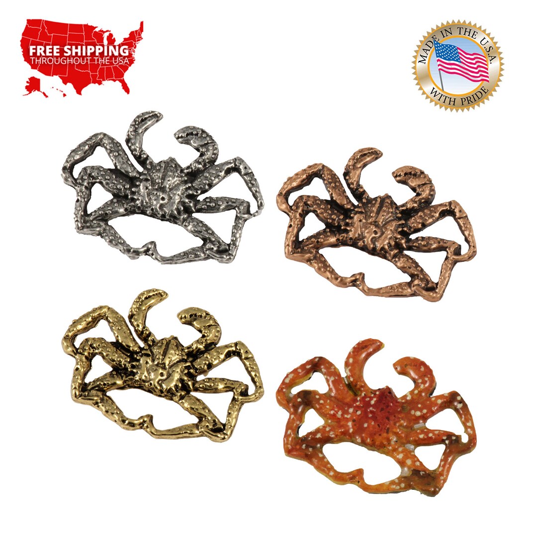 King Crab Pin, Pewter, Crab, Ocean, Shell, Claws, King, Lapel, Hat ...