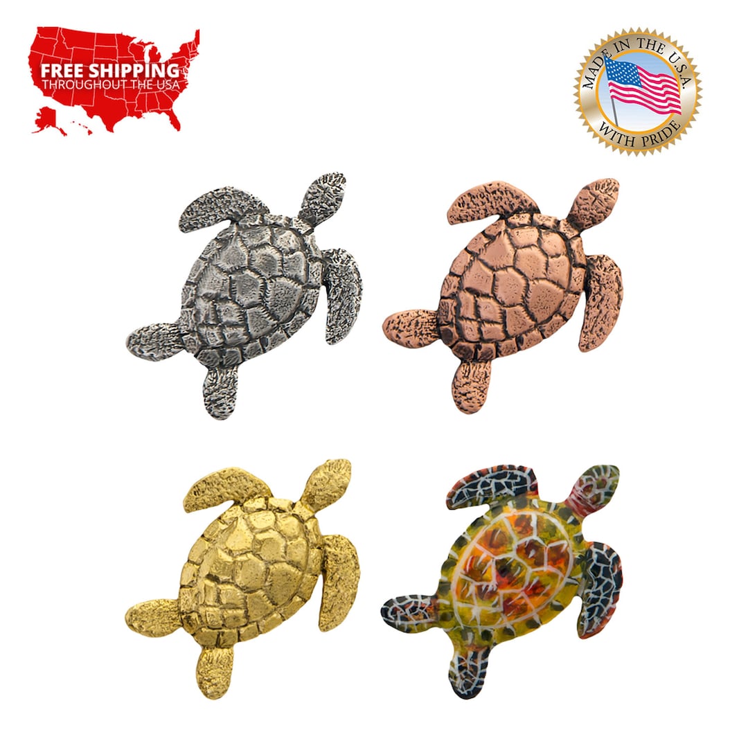 Sea Turtle Top View Pin, Pewter, Sea, Turtle, Shell, Ocean, Lapel, Hat ...