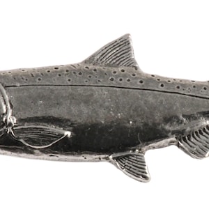 Chinook Salmon Pin, King Salmon, Pewter, Large, Lapel, Brooch, Fishing ...
