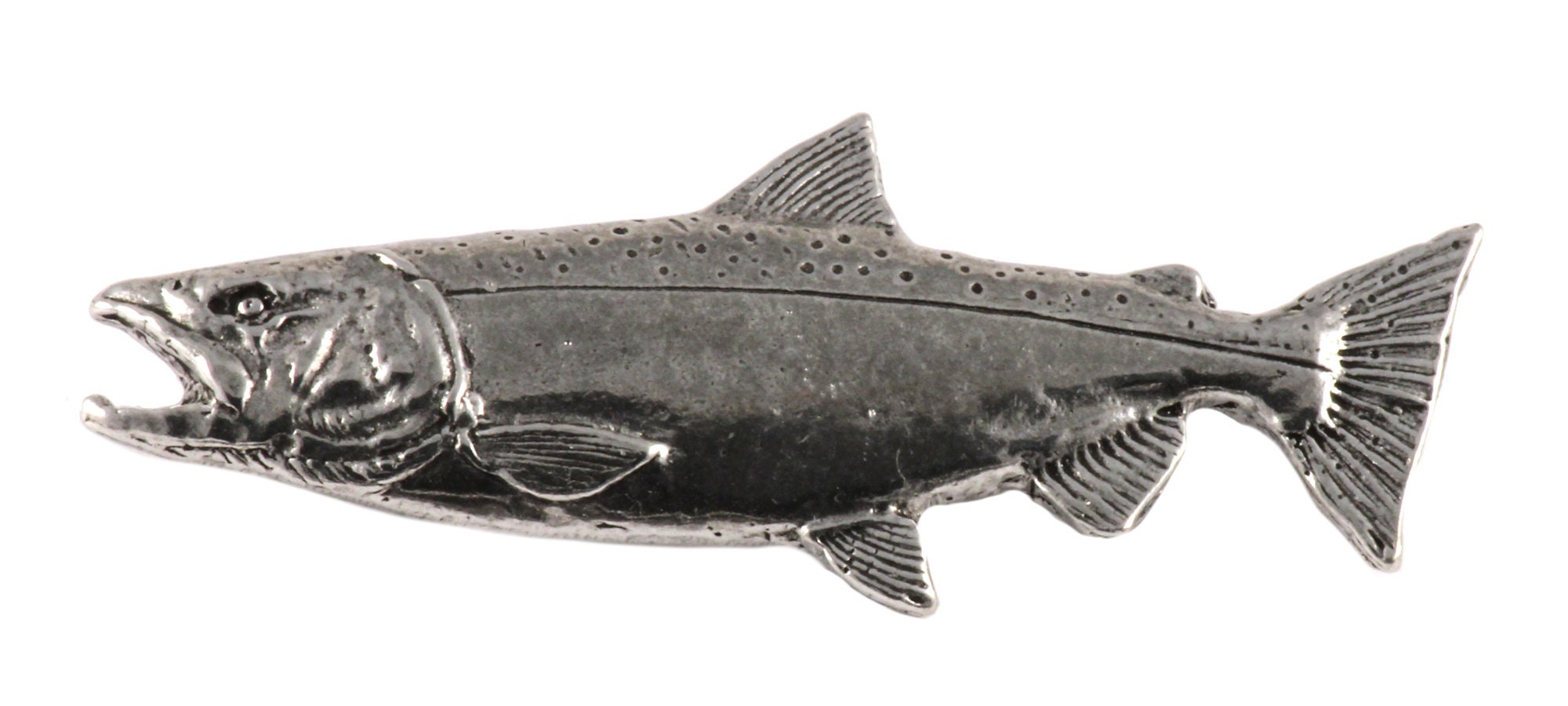 Chinook Salmon Pin, King Salmon, Pewter, Large, Lapel, Brooch, Fishing ...