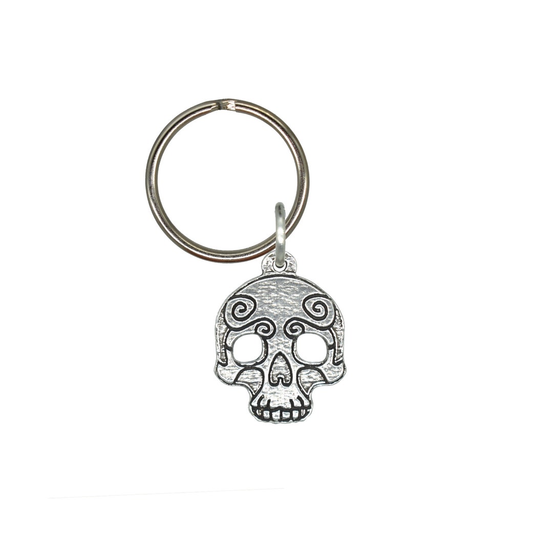 Skull Keychain, G103KC, 1 1/8 Inch, Metal, Viking, Norse, Pewter, Key ...