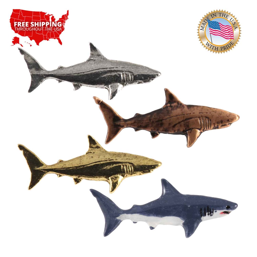 Salmon Shark Pin, Pewter, Lapel, Hat, Pins, Brooch, Brooches, Jewelry ...
