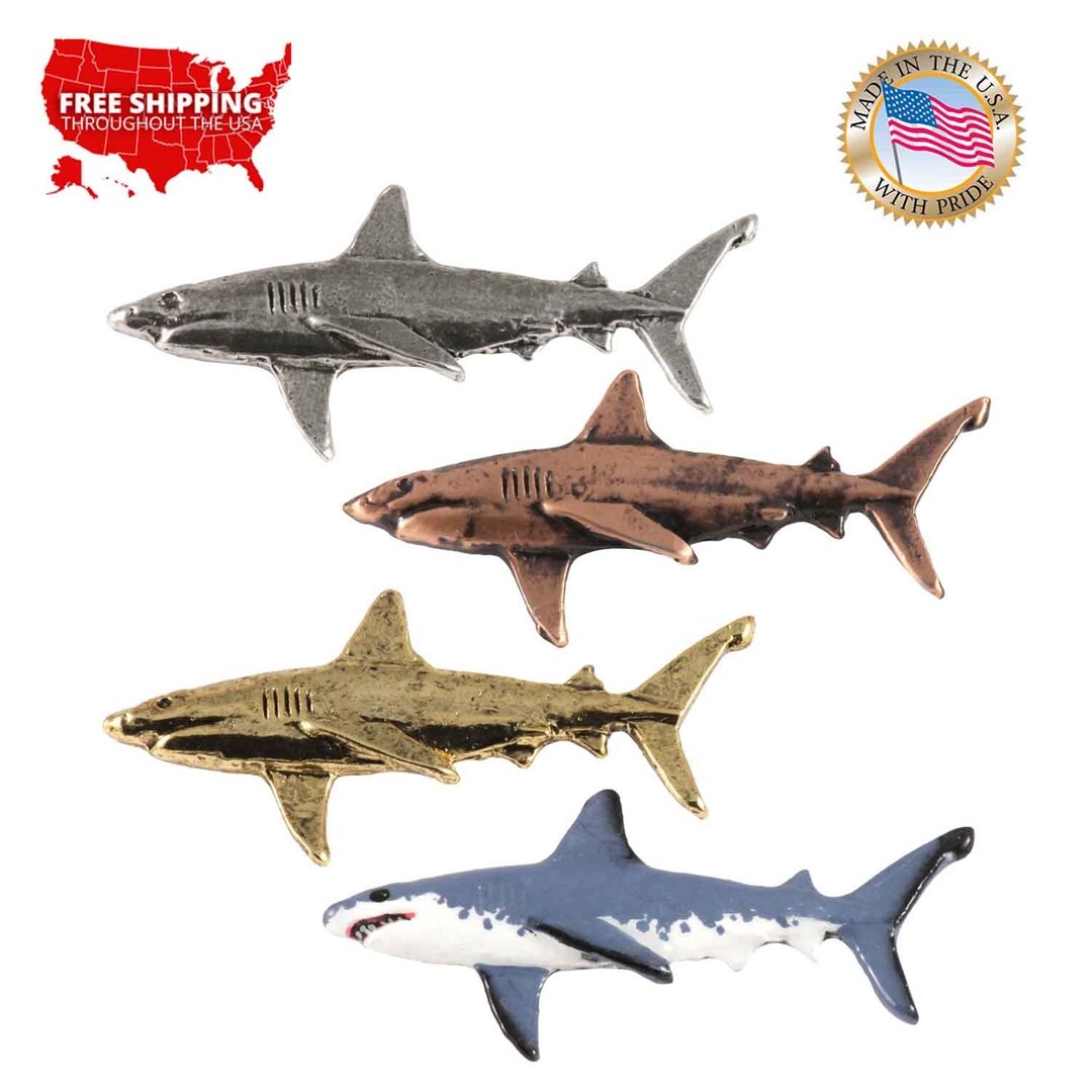 Great White Shark Pin, Pewter, Lapel, Hat, Pins, Brooch, Brooches ...