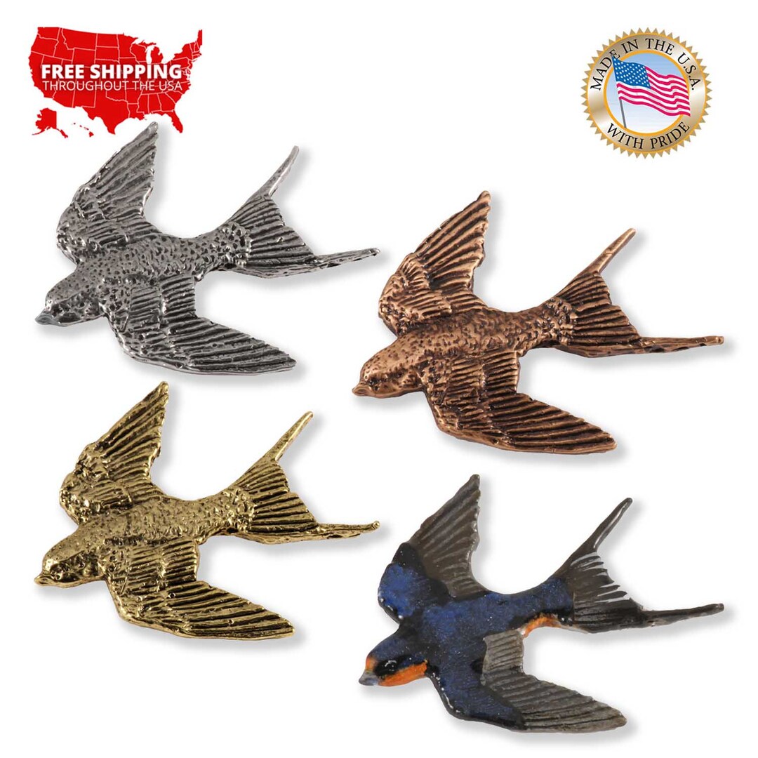 Creative Pewter Designs Barn Tree Swallow Bird Pewter Lapel Pin Brooch ...