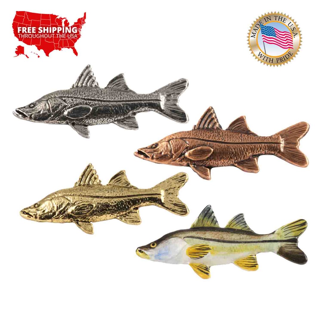 Snook Large Fish Pin, Pewter, Lapel, Hat, Pins, Brooch, Brooches ...