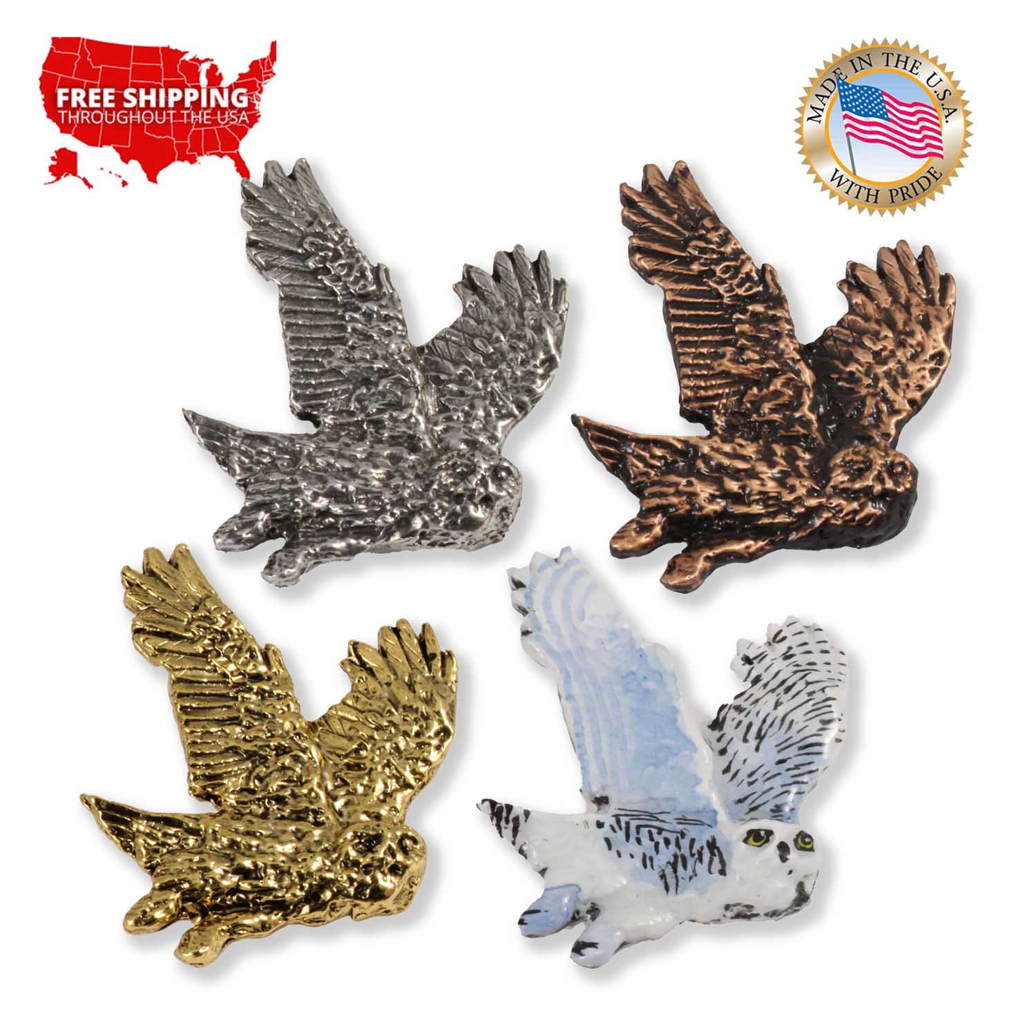 Creative Pewter Designs Snowy Owl Bird Pewter Lapel Pin Brooch, B069 - Etsy