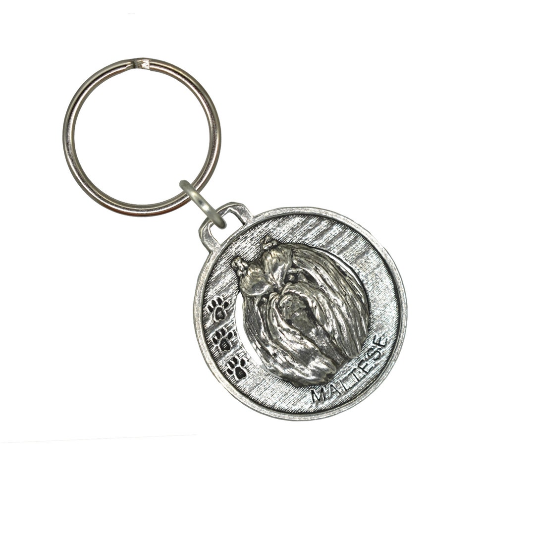 Maltese Keychain, D120KC, 1 1/2 Inch, Dog Breed, Toy, Metal, Pet, Gift ...