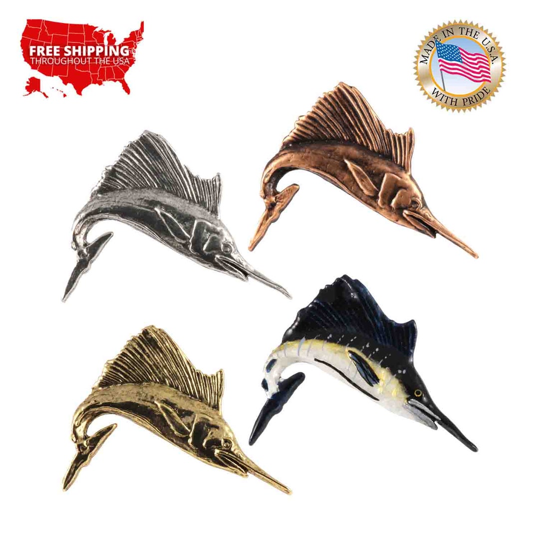 Sailfish Pin, Large, Pewter, Lapel, Hat, Pins, Brooch, Brooches ...