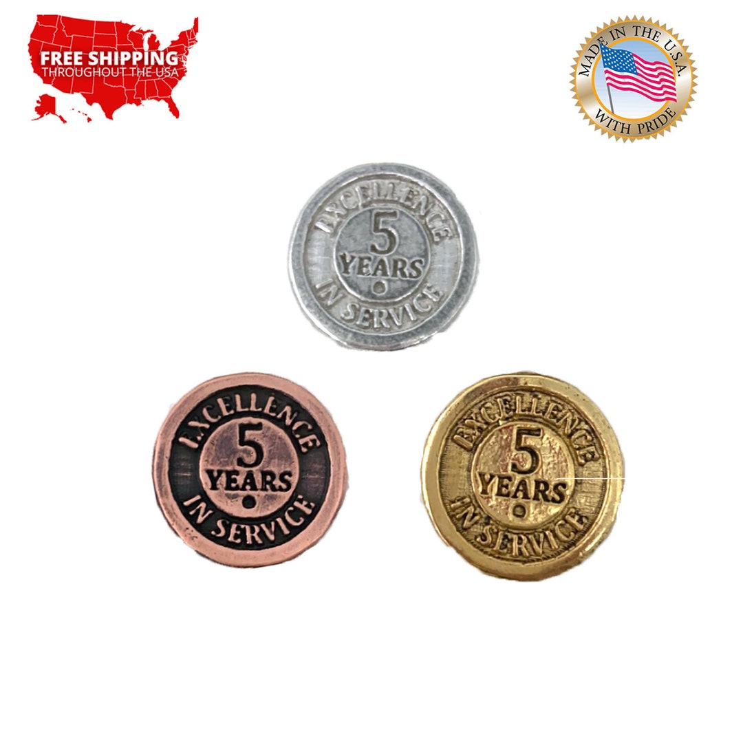 5 Year Star Pin, Pewter, Years, Service, Excellence, Lapel, Hat, Pins ...