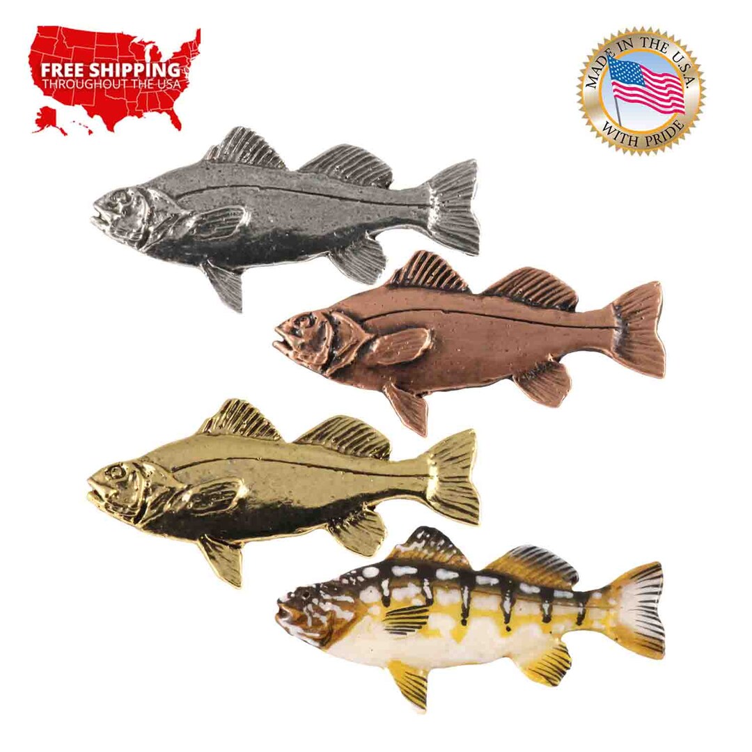 Calico Bass Fish Pin, Pewter, Lapel, Hat, Pins, Brooch, Brooches ...