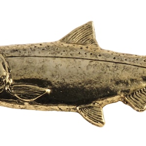 Chinook Salmon Pin, King Salmon, Pewter, Large, Lapel, Brooch, Fishing ...