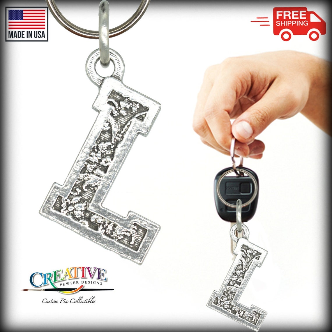 Letter L Keychain, L012KC, 1 Inch, Alphabet, Initial, Personalized ...