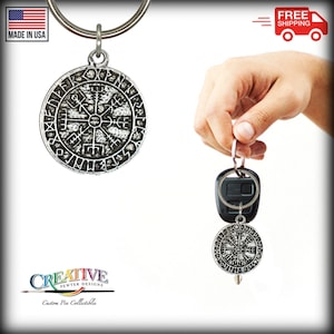 Vegvísir Runes Viking Compass Keychain, G114KC, 1 1/2 Inch, Metal ...