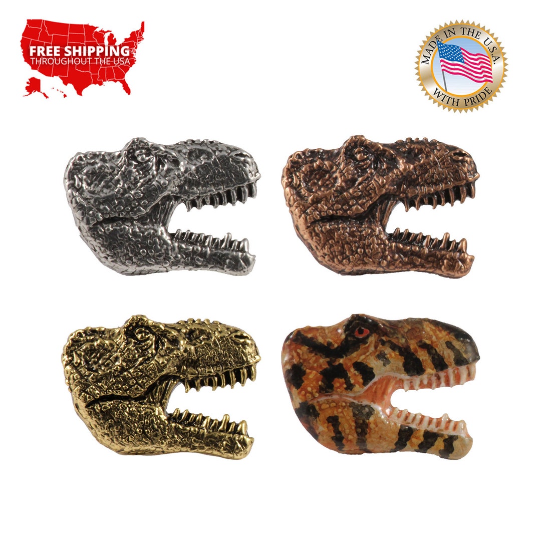 Tyrannosaurus Rex Head Pin, Pewter, T-rex, Head, Jurassic, Fossil ...