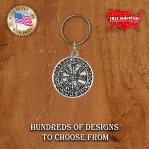 Vegvísir Runes Viking Compass Keychain, G114KC, 1 1/2 Inch, Metal ...